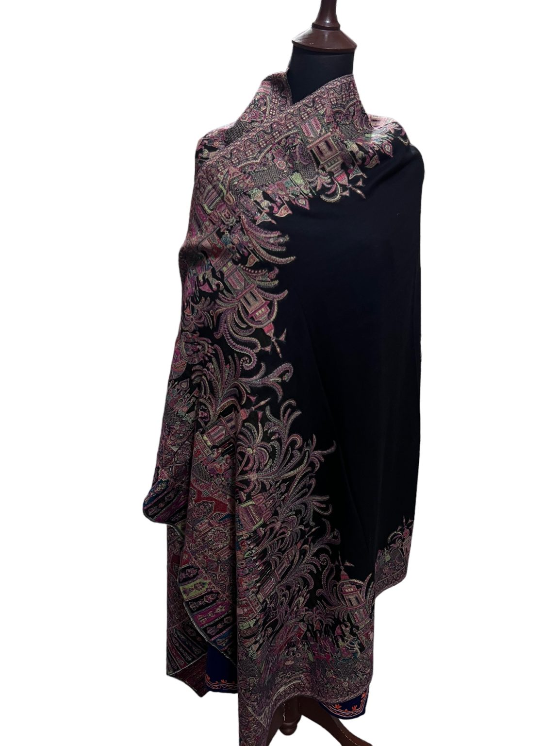 Pashmina kani Shawl with Mughal Darbar Design - Pakistan - Taj Mehal ...